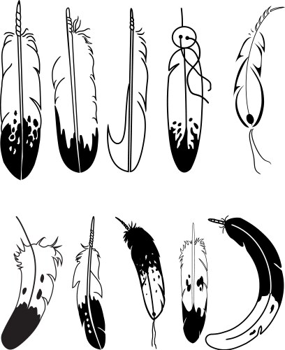 Native Feather Designs Pair Of Eagle Feather Appliques Iron On