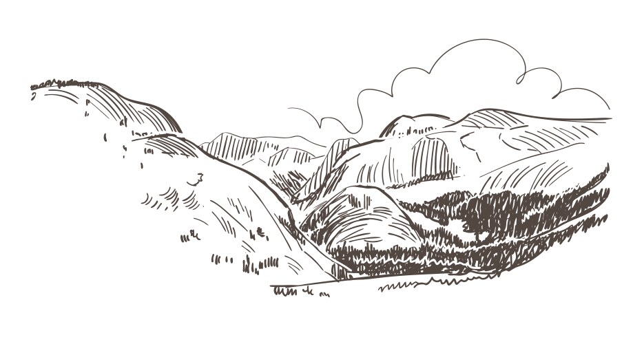 Hollywood hill sketch line usa landscape hand Vector Image