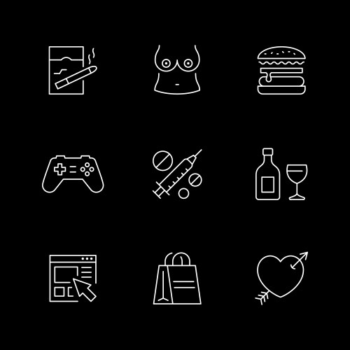 Set of addiction icons Royalty Free Vector Image