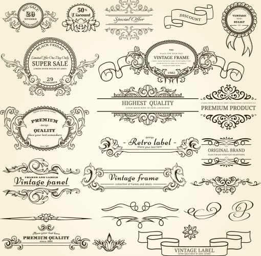 Set various retro design elements Royalty Free Vector Image