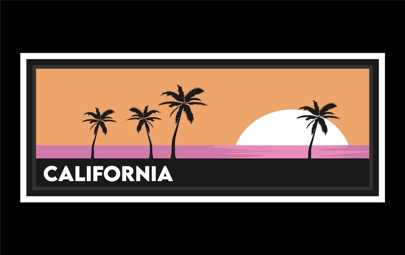 California state with black background Royalty Free Vector