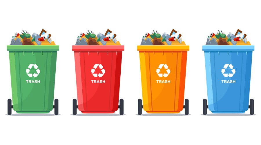 Trash and containers set Royalty Free Vector Image
