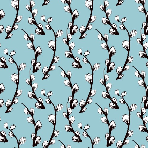 Simple willow seamless pattern in outline line Vector Image