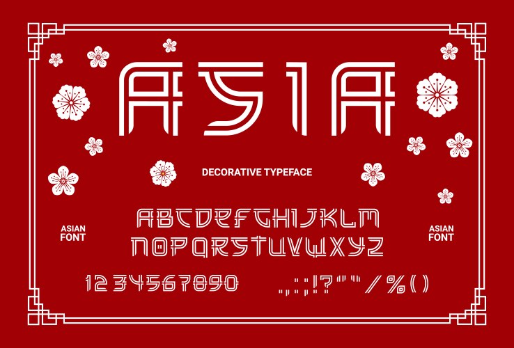 Asian font or type english letters and numbers Vector Image