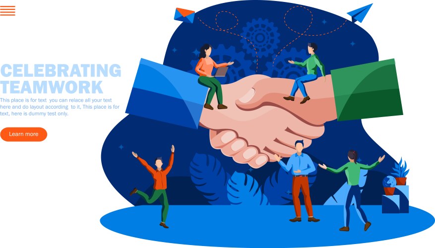 People celebrating teamwork and processes Vector Image