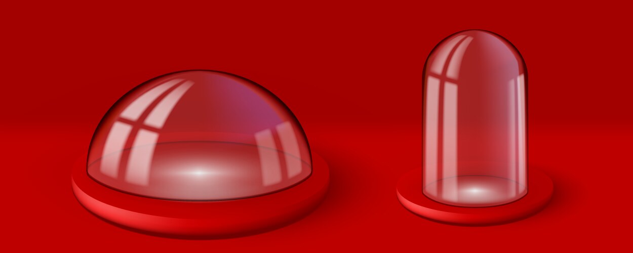 Glass transparent dome set empty crystal Vector Image