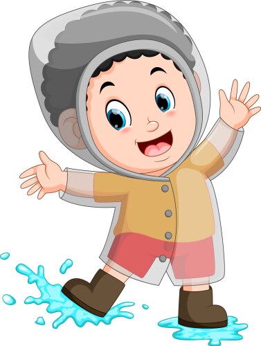Cartoon little boy wearing raincoats and boots Vector Image