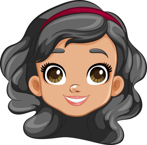 Cute girl face in cartoon style Royalty Free Vector Image