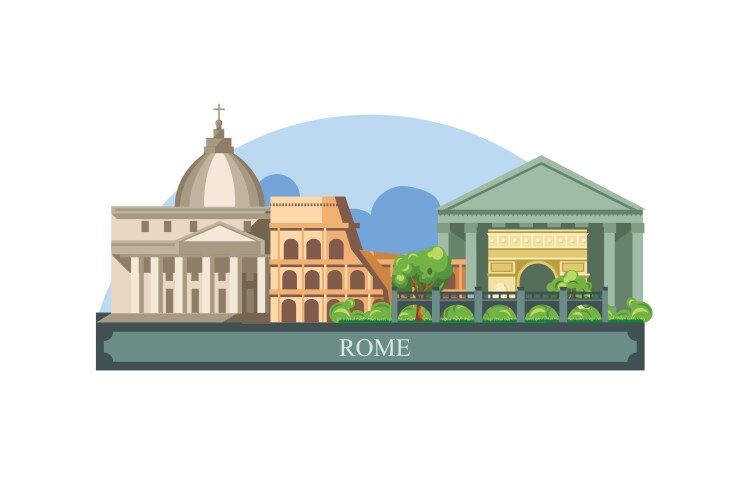 Rome skyline poster Royalty Free Vector Image - VectorStock