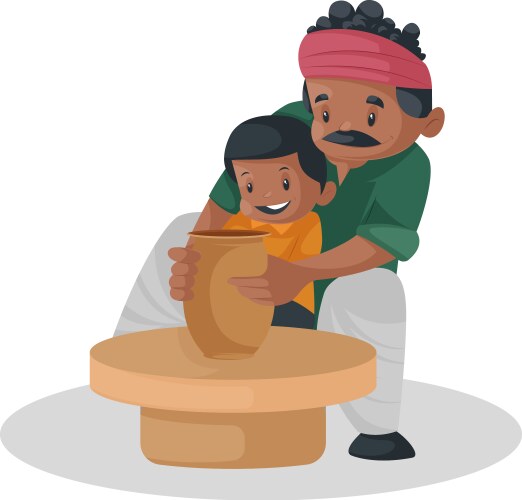 Indian potter cartoon Royalty Free Vector Image