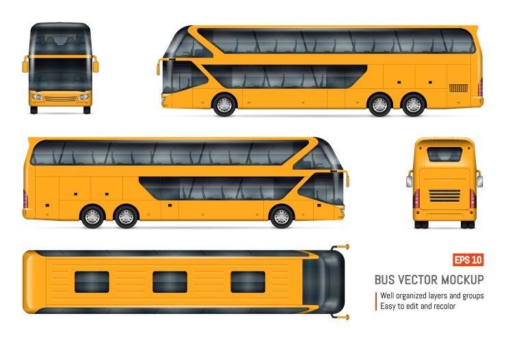 Realistic white bus mock-up Royalty Free Vector Image