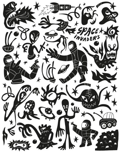 Pixel monster space invaders silhouette 8 Vector Image