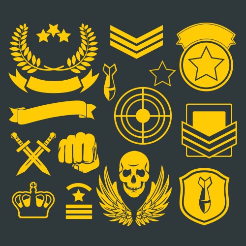 Vintage colorful military emblems set Royalty Free Vector
