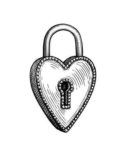 Heart shaped padlock ink sketch Royalty Free Vector Image
