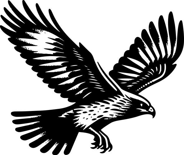 Simple red-tailed hawk flying design vintage Vector Image