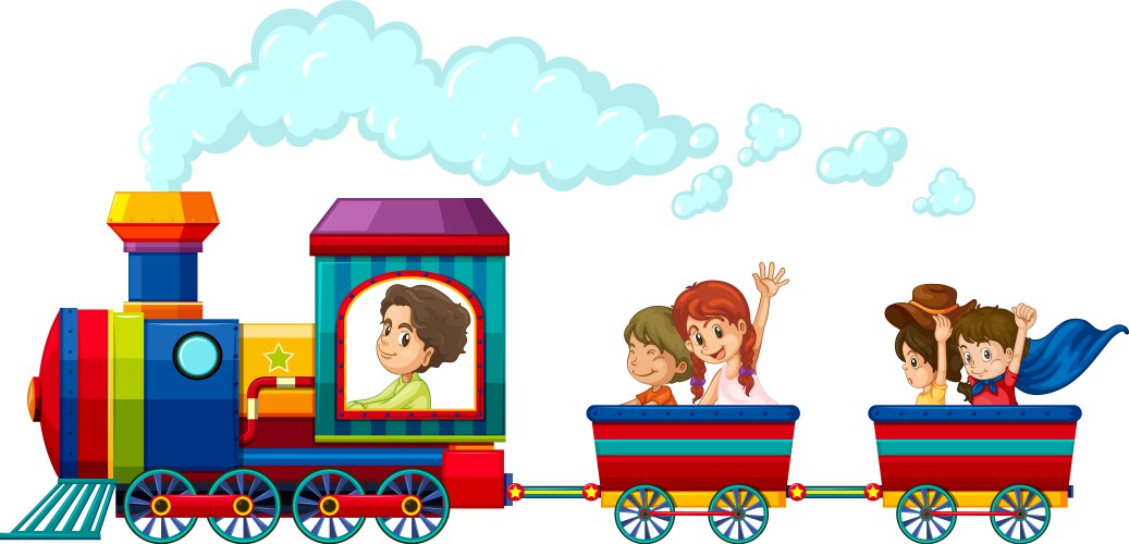 Kids on train Royalty Free Vector Image - VectorStock