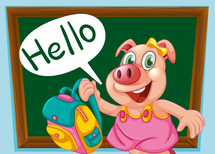 Cartoon pig hello Royalty Free Vector Image - VectorStock