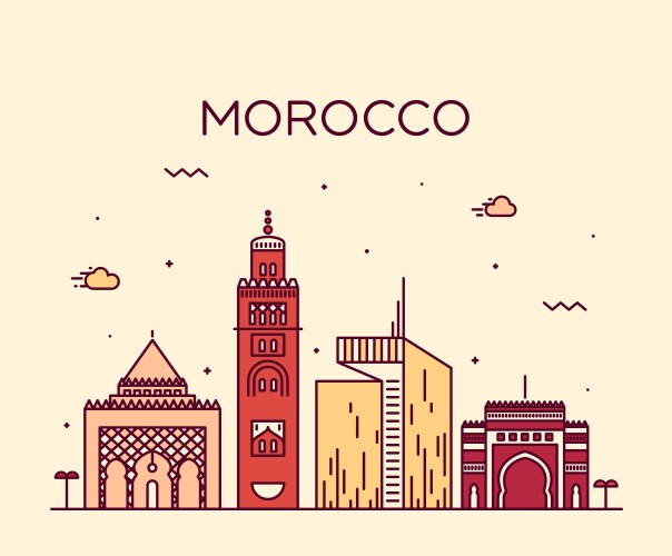 Morocco architecture city skyline travel Vector Image