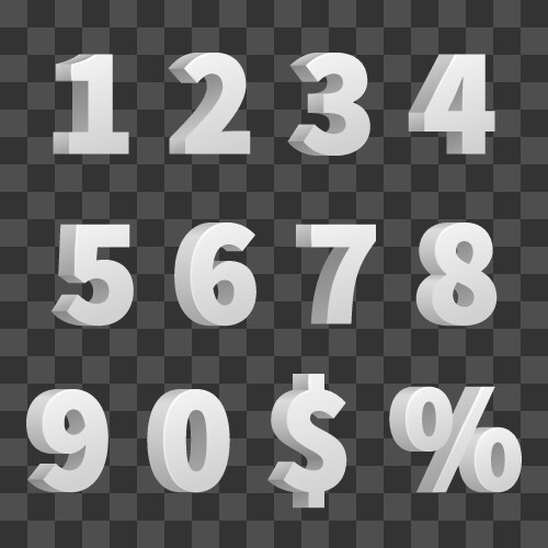 3d numbers Royalty Free Vector Image - VectorStock