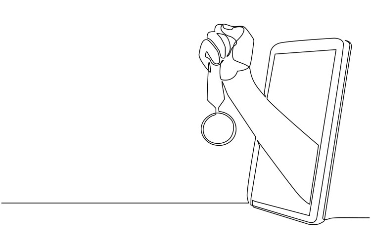 Continuous one line drawing give a gift Royalty Free Vector