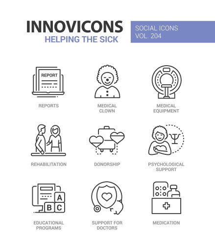 Hospital and health care - set of line design Vector Image