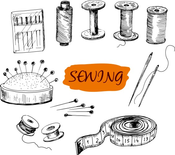 Sewing tools set Royalty Free Vector Image - VectorStock