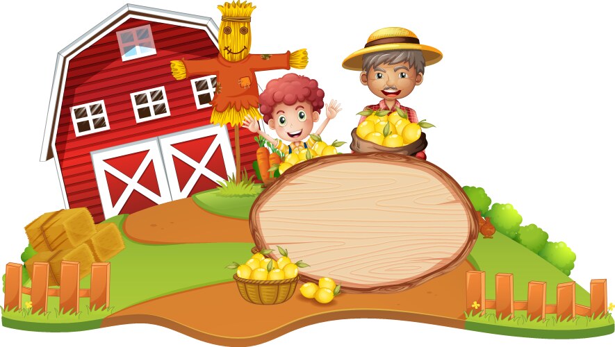 Tree theme with farm 2 Royalty Free Vector Image