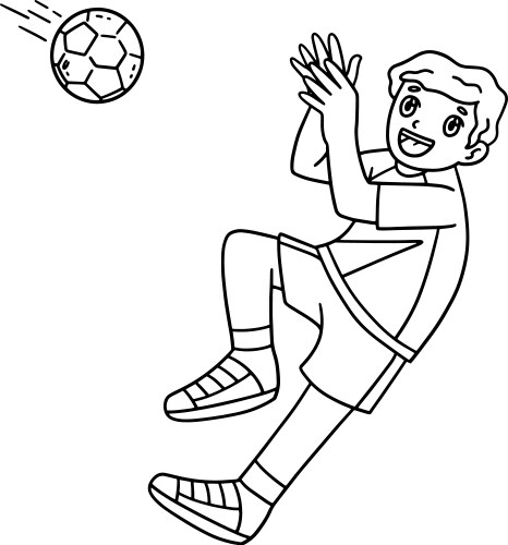 Handball player shooting the ball coloring page Vector Image