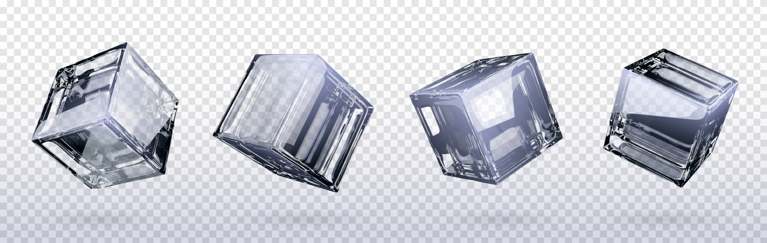 Realistic set of 3d glass cubes Royalty Free Vector Image