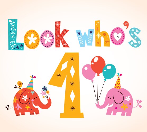 First birthday cartoon design Royalty Free Vector Image