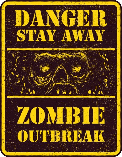 Zombie monster outbreak warning caution halloween Vector Image