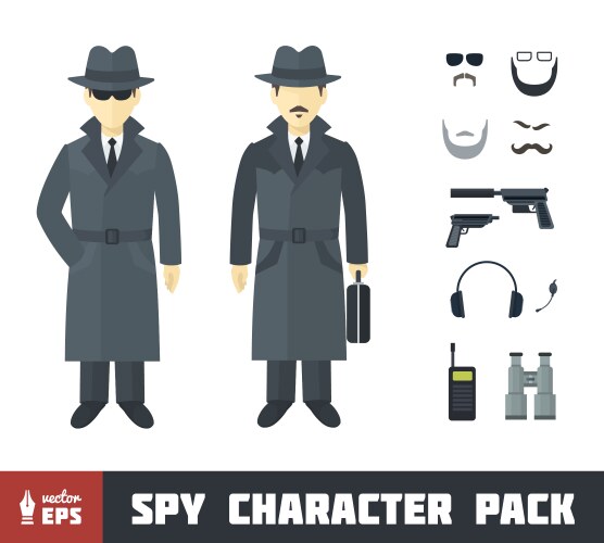 Secret agent character Royalty Free Vector Image