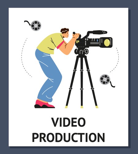 Television video operator looking through camera Vector Image