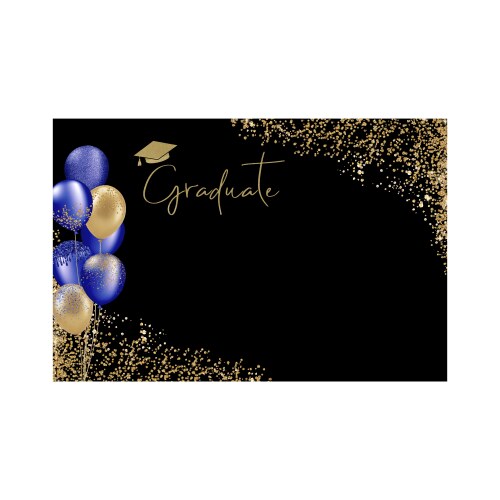 Blue golden frame graduate banner Royalty Free Vector Image