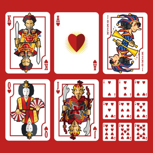 Playing cards heart suit Royalty Free Vector Image