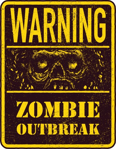 Road sign warning zombie outbreak Royalty Free Vector Image