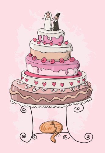 Cartoon wedding cake Royalty Free Vector Image
