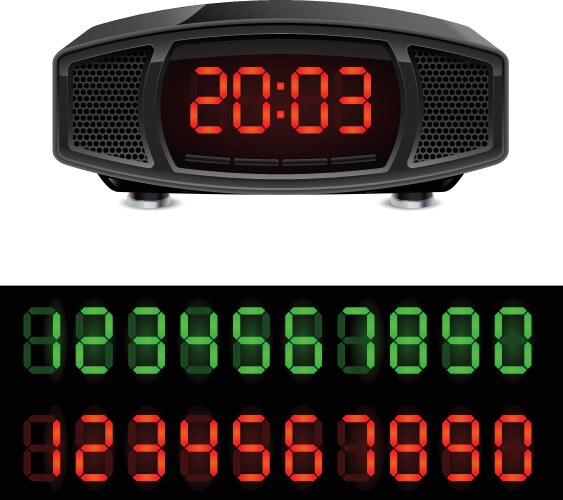 Digital alarm clock numbers Royalty Free Vector Image