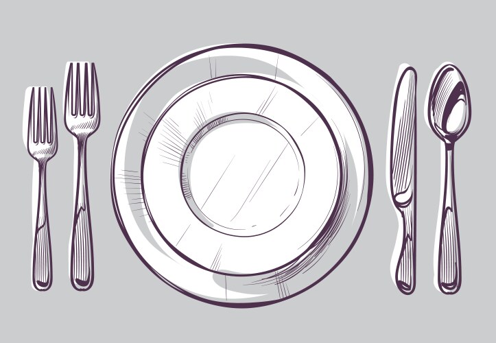 Vintage table setting hand drawn dinner knife Vector Image