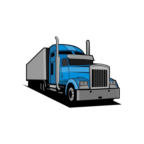 American truck trailer black and white Royalty Free Vector