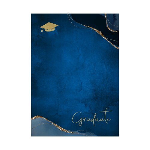 Blue golden frame graduate card Royalty Free Vector Image