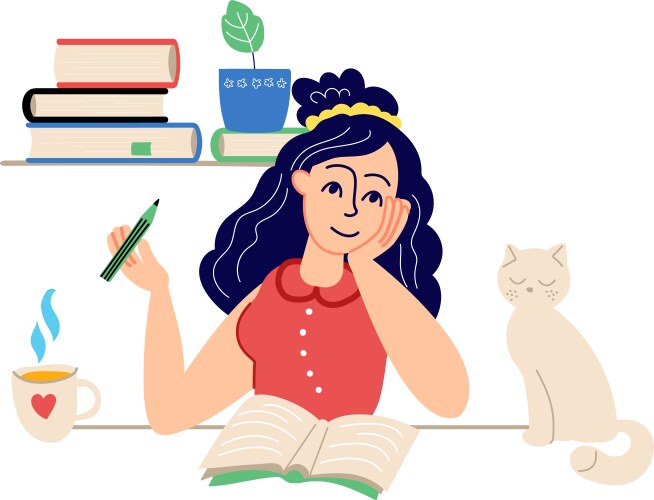 Cartoon Girl Study Vector Images (over 40,000)