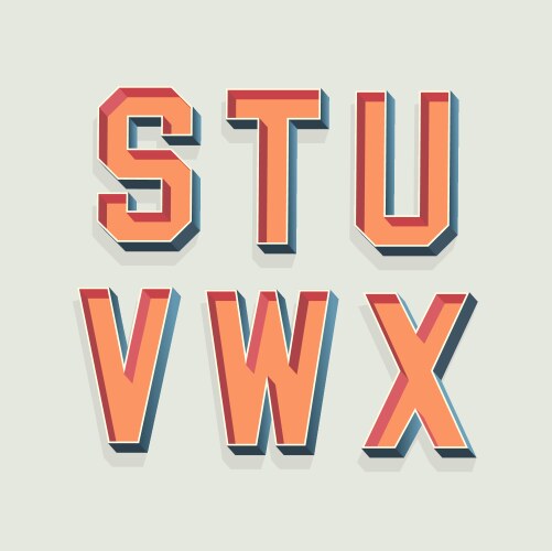 Retro font with shadow Royalty Free Vector Image