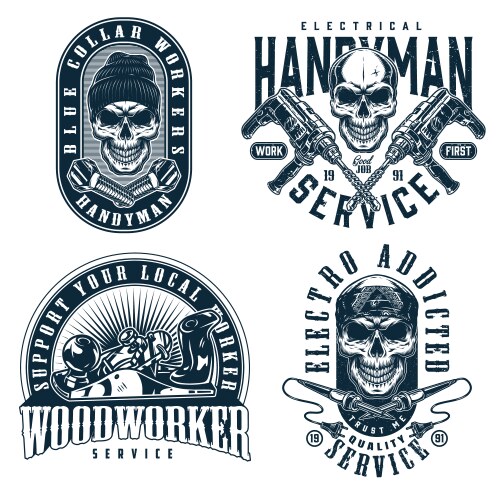 Vintage Handyman Logos Premium Vector | Hammer Handyman Retro Vintage