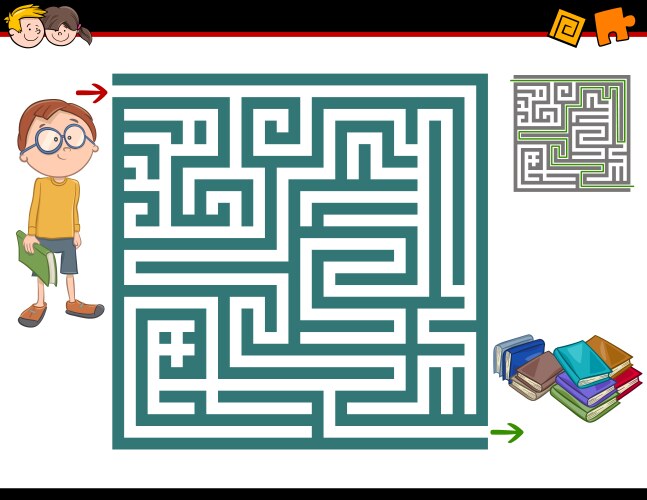 Help the boy to find his backpack maze game Vector Image