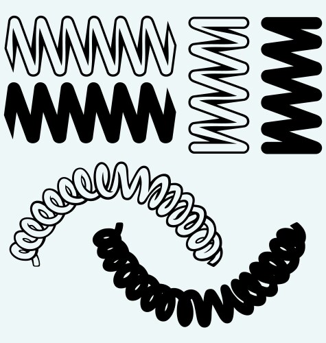 Coil spring cable icons set simple style Vector Image