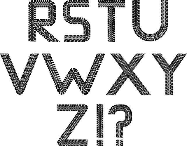 Tire Track Font - White Background Royalty Free Vector Image