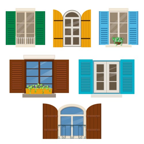 Cartoon wooden colorful window Royalty Free Vector Image