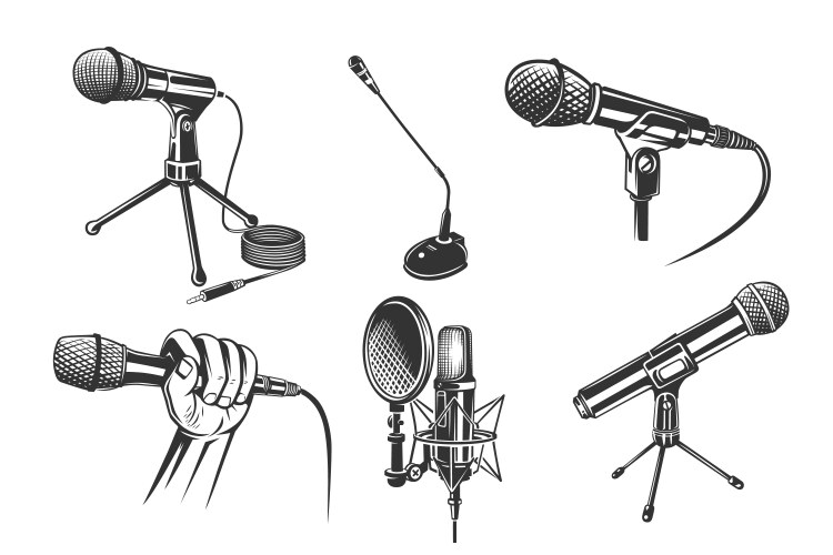 Cartoon studio microphones broadcast voice Vector Image