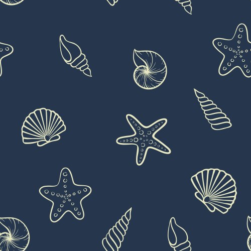 Starfish and shell pattern seamless Royalty Free Vector